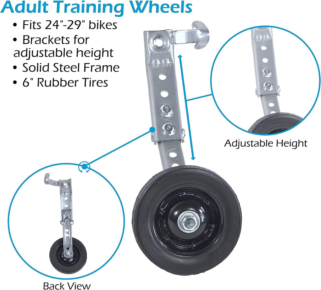 Adult Training Wheels for 24, 26 29 Inch Bike - Heavy Duty, Adjustable ...