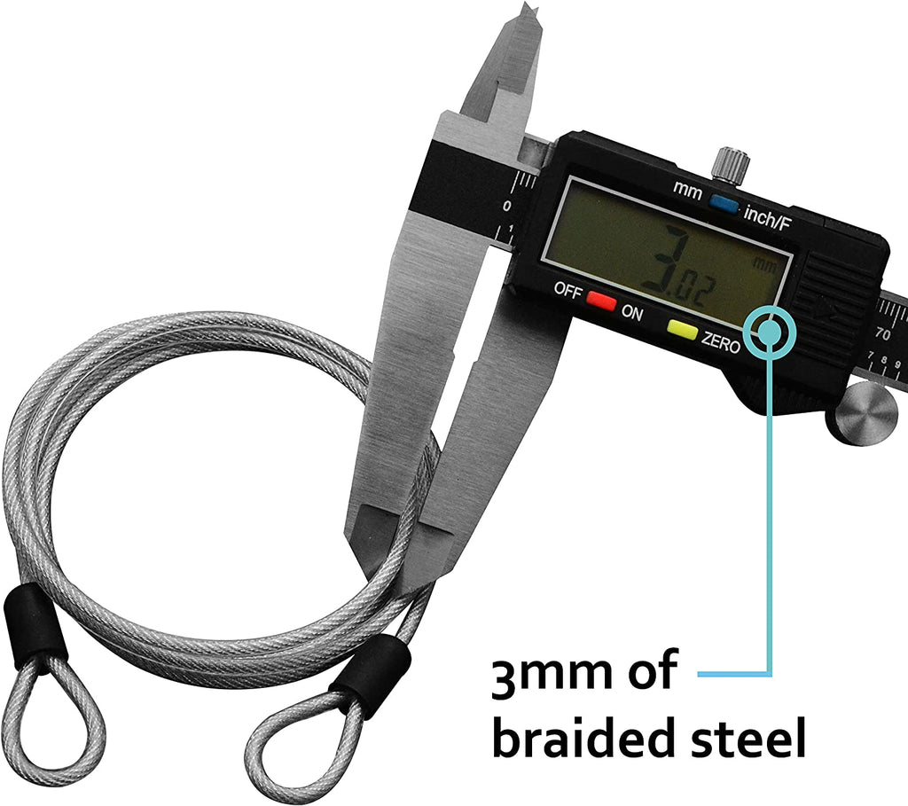 4 Foot 3mm (1/8th Inch) Braided Steel Coated Security Cable Luggage Lo ...