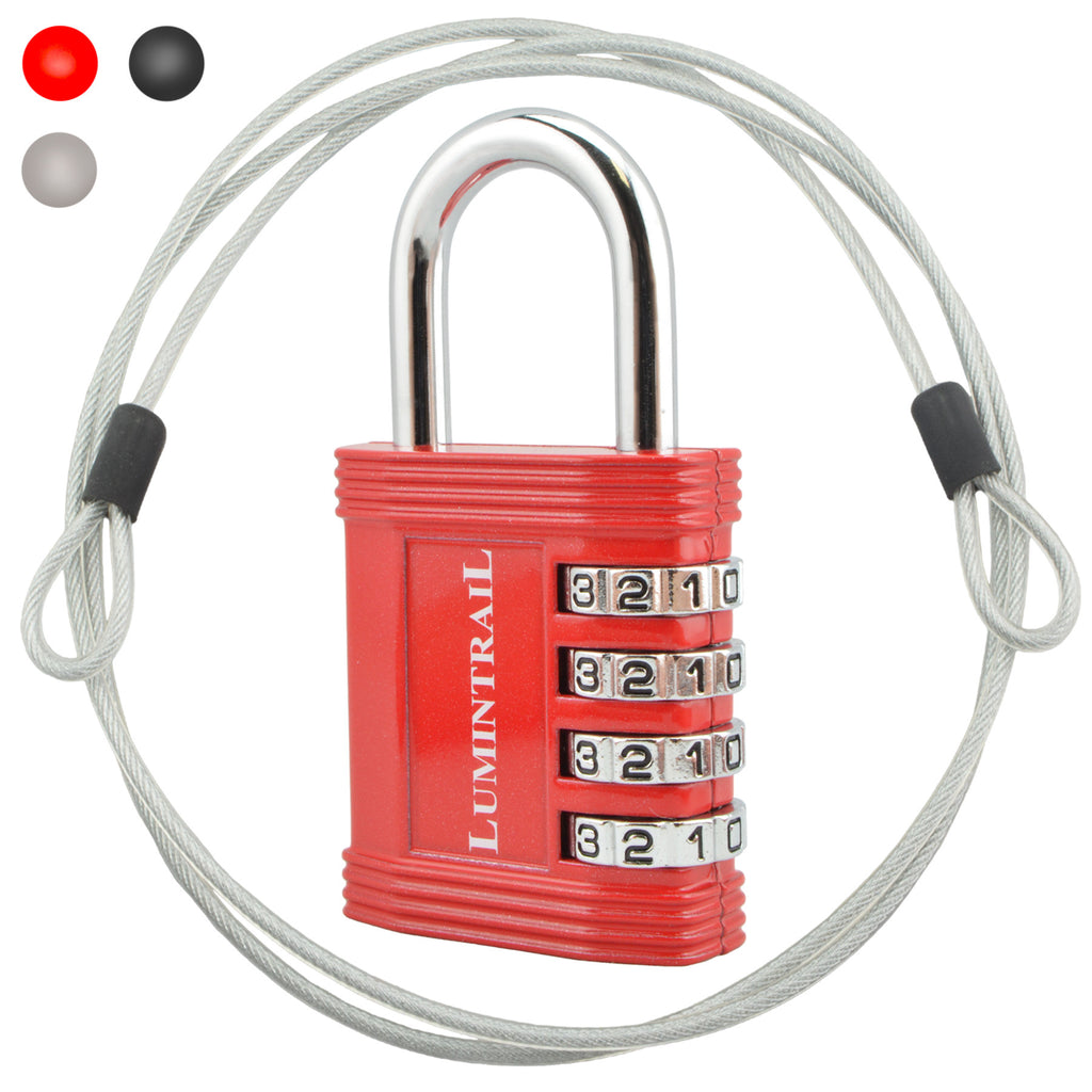 Padlock with Steel Security Cable and Set-Your-Own Combination – Lumintrail