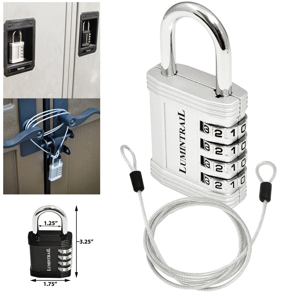 Padlock with Steel Security Cable and Set-Your-Own Combination – Lumintrail