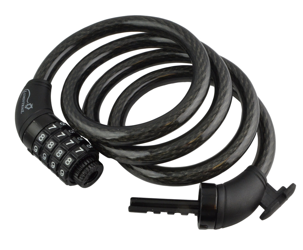 Combination Bike Lock with Self Coiling Steel Cable and Mount - 4 Feet ...