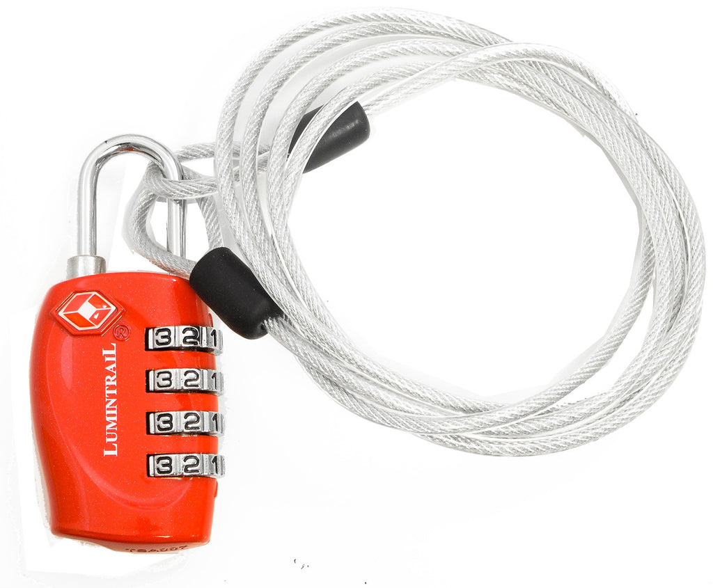 Travel Lock with Steel Cable TSA Approved 4 Digit Combination – Lumintrail