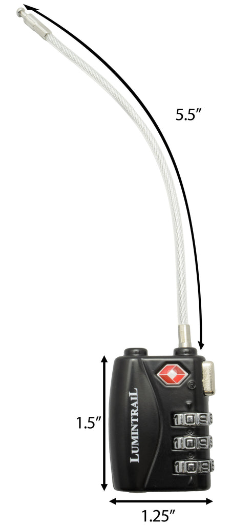 Cable Travel Lock TSA Approved 3 Digit Combination LKTSA719 – Lumintrail